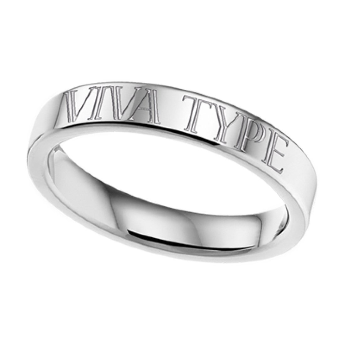 RVS Ring 4mm Wit met Viva schrift / Anny van Buul Juweliers Sieraden