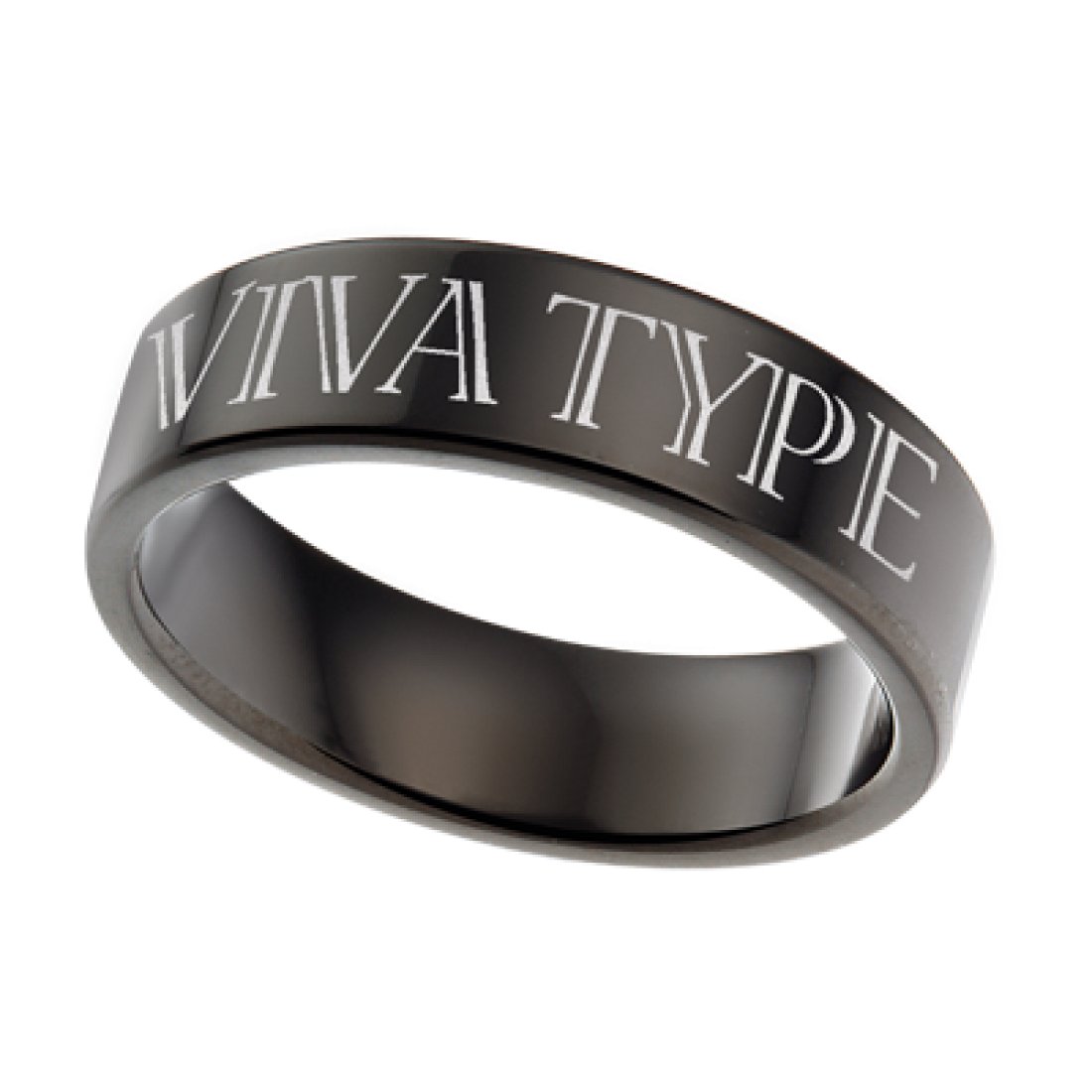 RVS Ring 6mm Zwart met Viva schrift / Anny van Buul Juweliers Sieraden